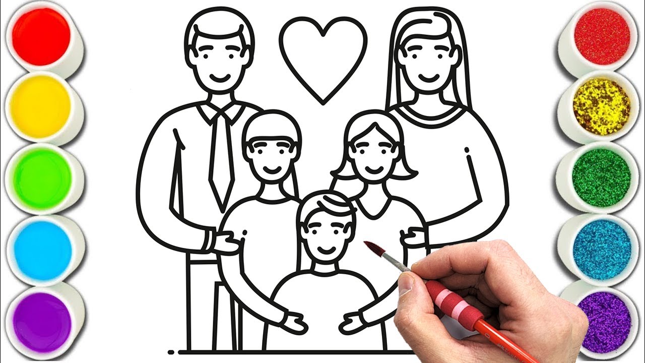 Happy Family Drawing, Painting & Coloring For Kids and Toddlers_ Child ...