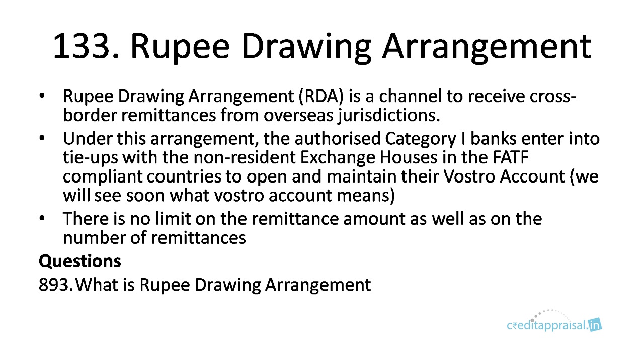 133 134. explains Rupee Drawing Arrangement and Money Transfer Service ...