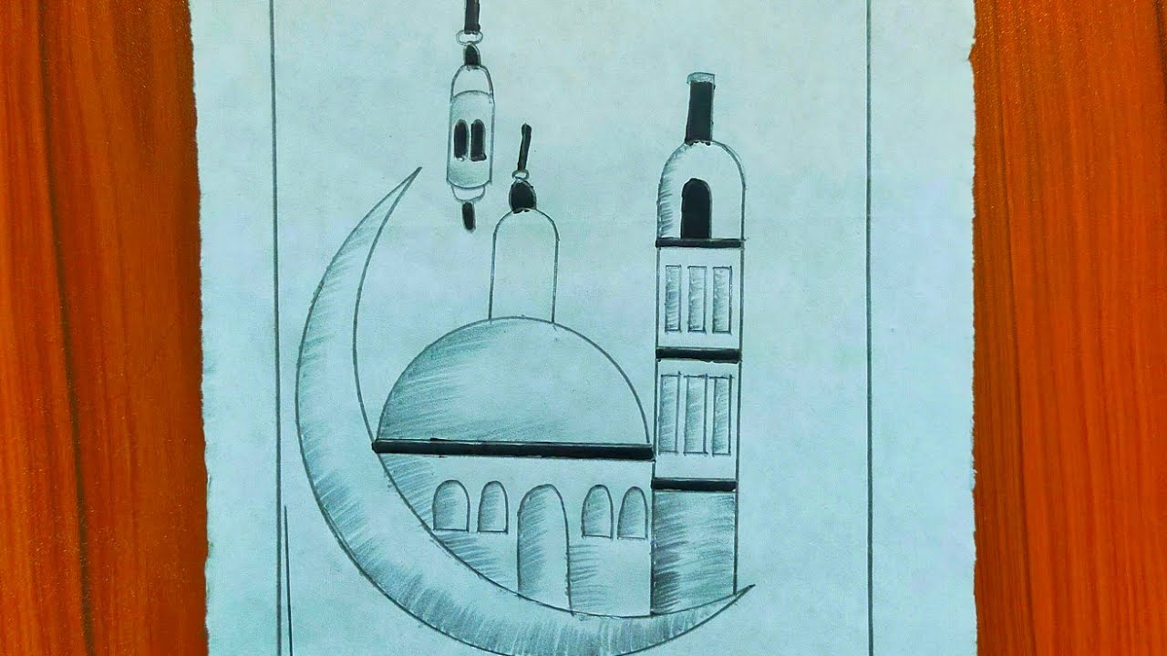 Mosque drawing/How to draw a mousque/Drawing step by step/Easy mousque ...