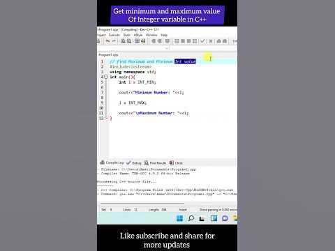 Find min and Max integer value in C++ | #shorts #trending #learn - YouTube