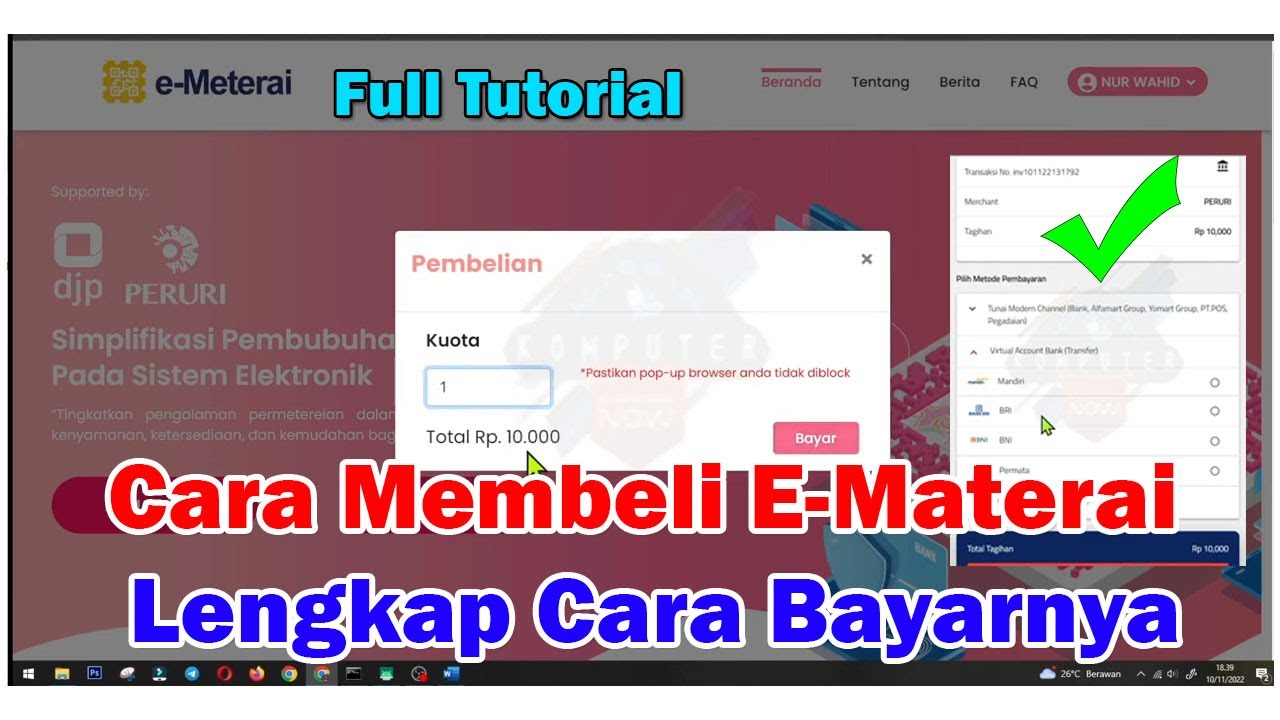 Cara Mudah dan Benar Membeli E-Materai Elektronik - YouTube