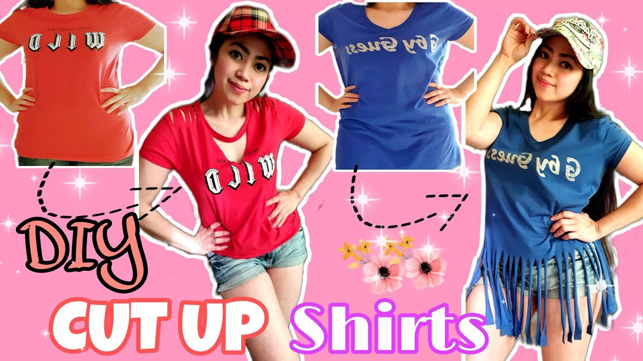 DIY T-SHIRTS CUTTING IDEAS | 4 CUT UP T-SHIRTS TUTORIAL | Cherich TV ...