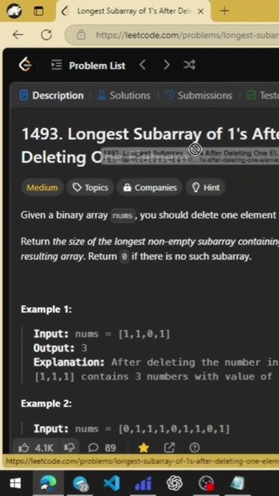 Задача с собеседования Яндекса на Backend | Leetcode 1493 Medium #coding #programming #python ...