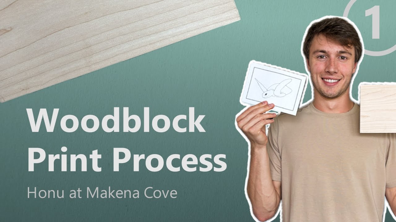 Japanese Woodblock Print Process: Designing "Honu at Makena Cove" - YouTube