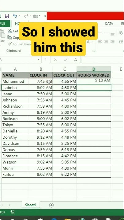 How to Automatically Calculate Working Hours Easily in Excel. #excel - YouTube
