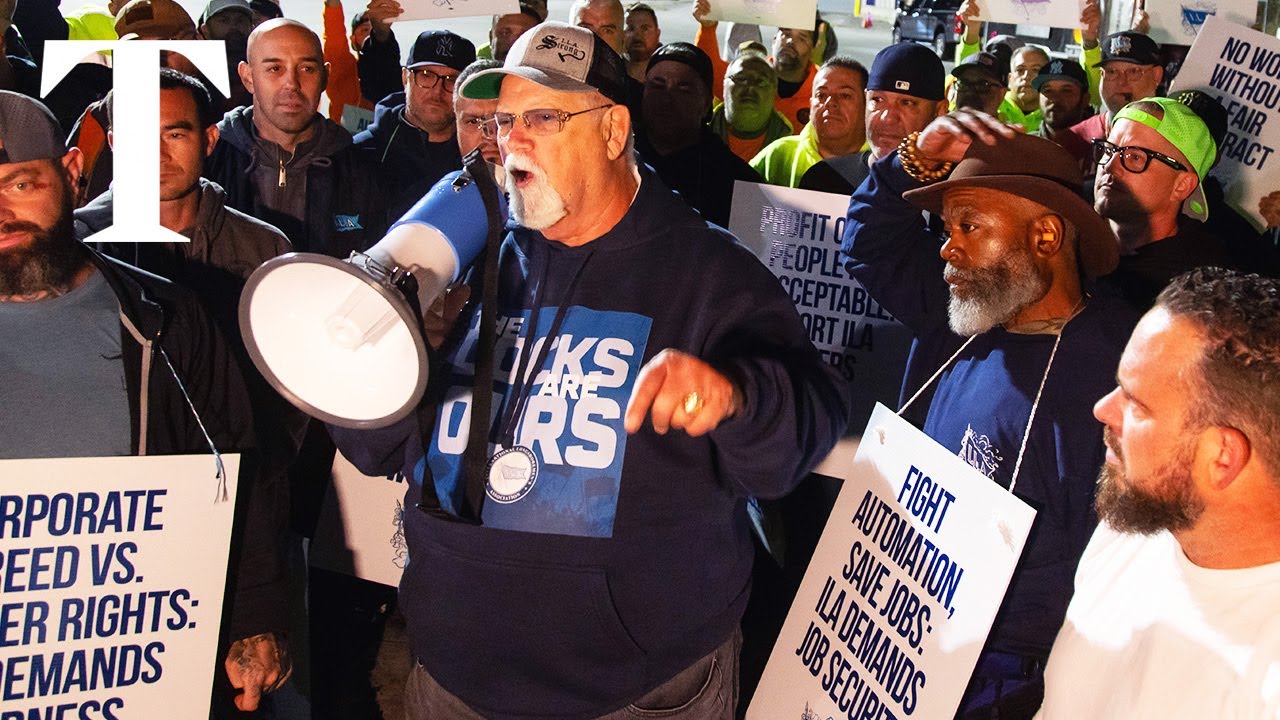 LIVE: US dock workers strike in Baltimore - YouTube