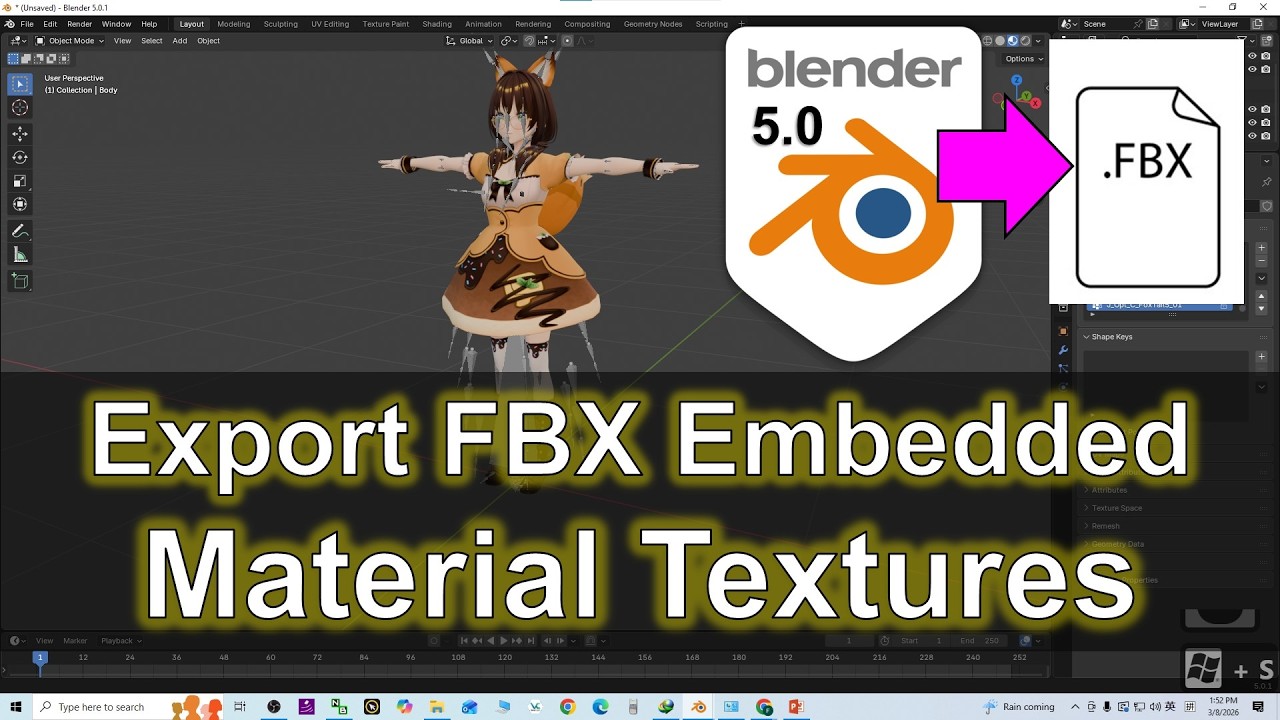 Blender 5.0 | Export FBX with Embedded Material Textures | Full ...