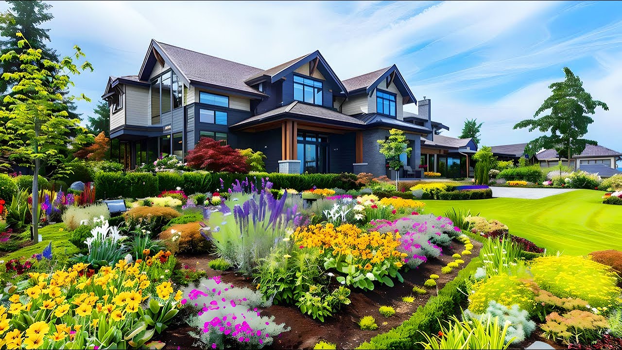 Designing Large Flower Garden Inside Your Villa - Beautiful Flower Yard ...