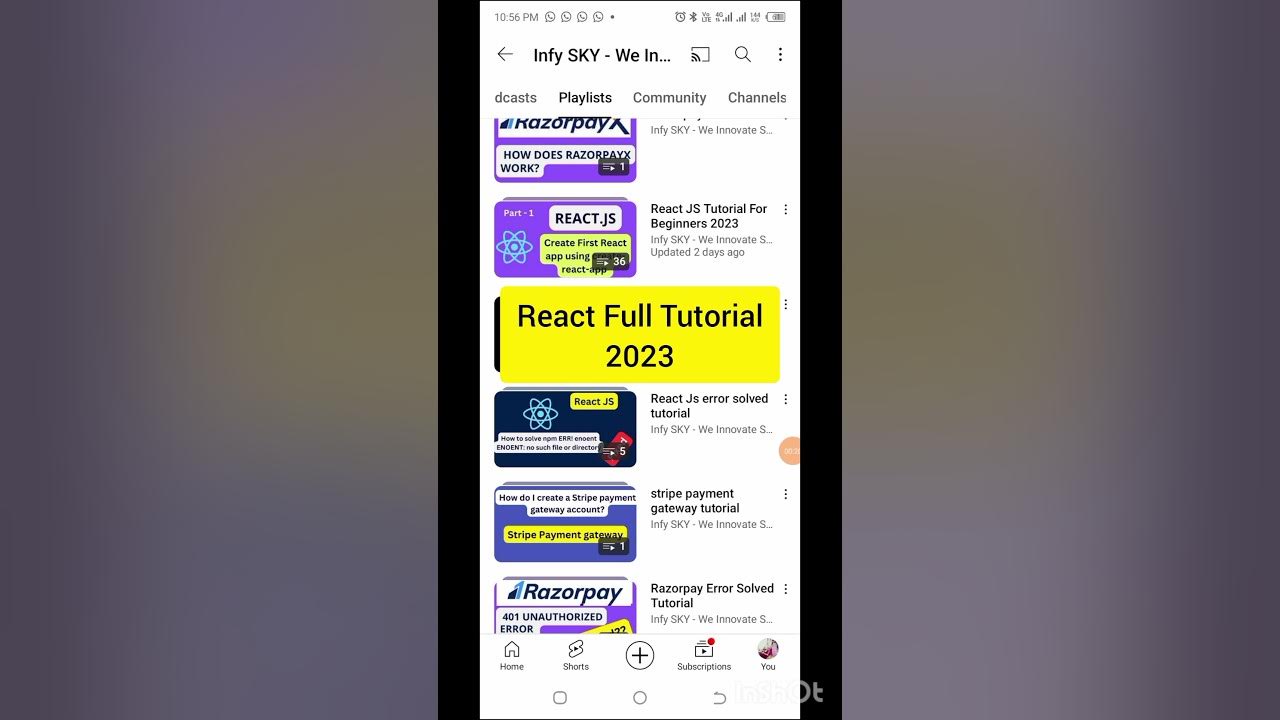 React Full Tutorial 2023 #shorts #short #infysky #reactjs #razorpay #coding #codewithharry - YouTube