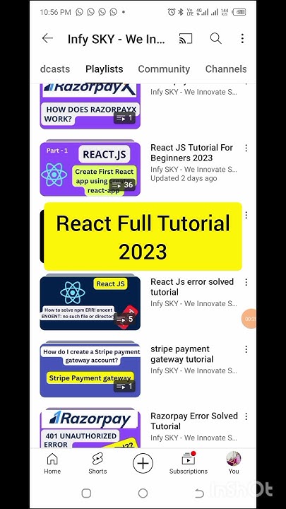 React Full Tutorial 2023 #shorts #short #infysky #reactjs #razorpay #coding #codewithharry - YouTube