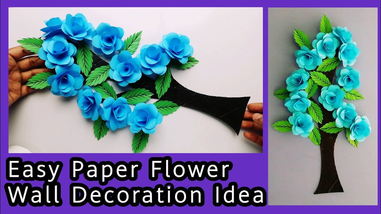 Easy Paper Flower Wall Decoration Idea/ paper flower wall decor/paper ...