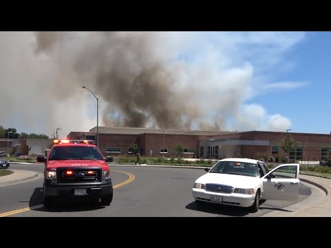 Fire Trucks & Park Rangers Responding to a Huge Grass Fire on the ...
