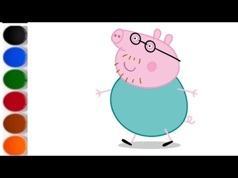 draw dad peppa pig 🐖🌈 ️| step-by-step dady pig Drawing | colorful dady ...