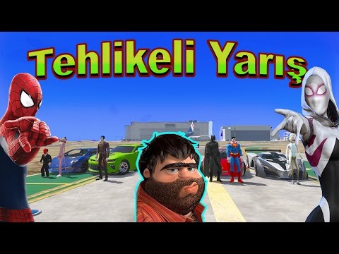 Süper Arabalar Örümcek Çocuk ver Recep İvedik ile Tehlikeli Yarış-Çizgi Film Gibi