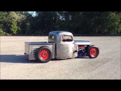 Bare Metal V8 1936 Chevy Hot Rod Truck Tire Smoking Burnout - YouTube