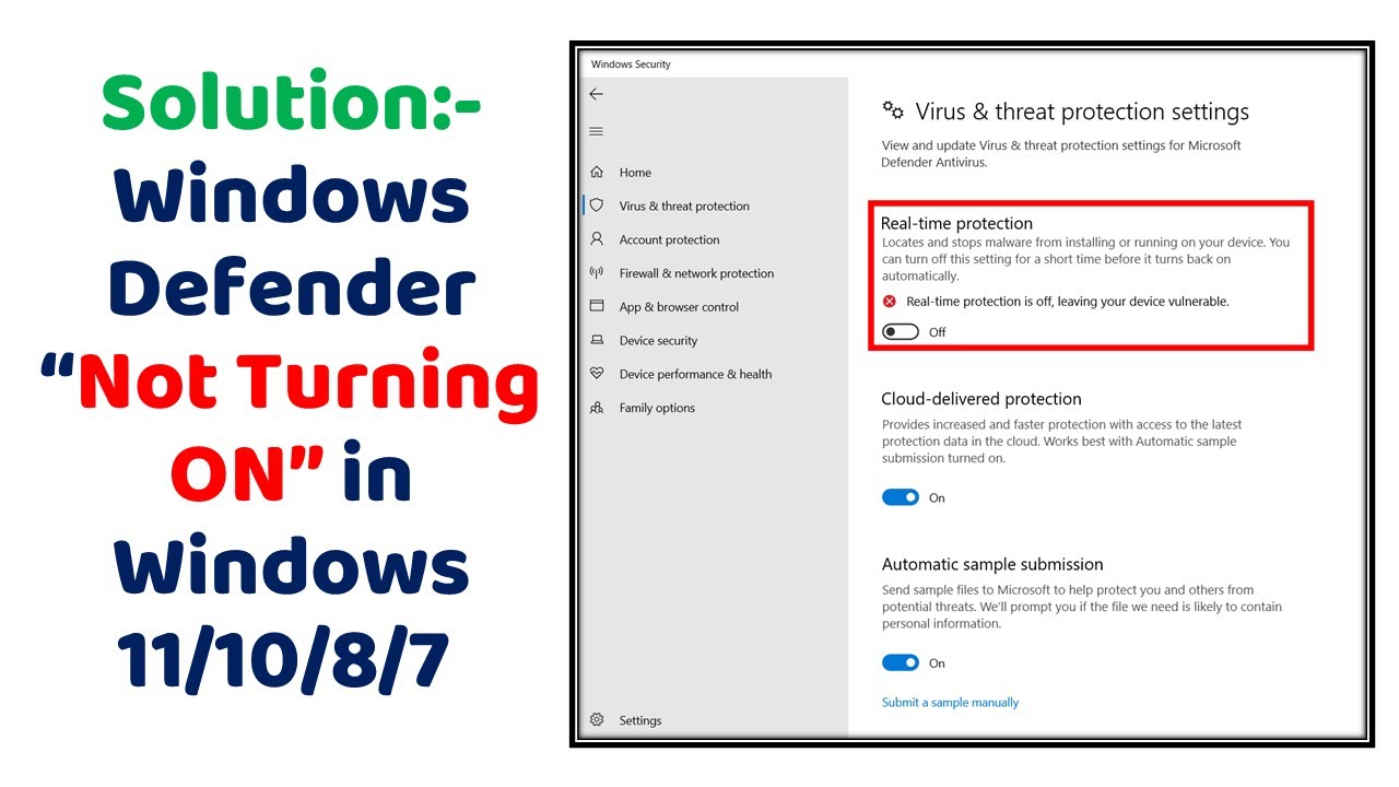 Solution- Windows Defender “Not Turning ON” in Windows| How to fix ...