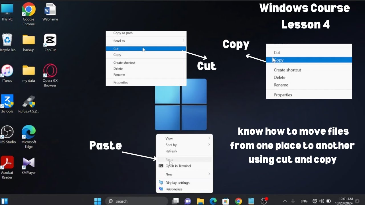 How to Move Files on Windows: Cut, Copy, and Paste |Lesson 4 - YouTube