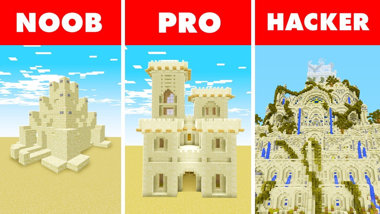 Minecraft NOOB vs. PRO vs. HACKER : SAND CASTLE BUILD CHALLENGE in ...