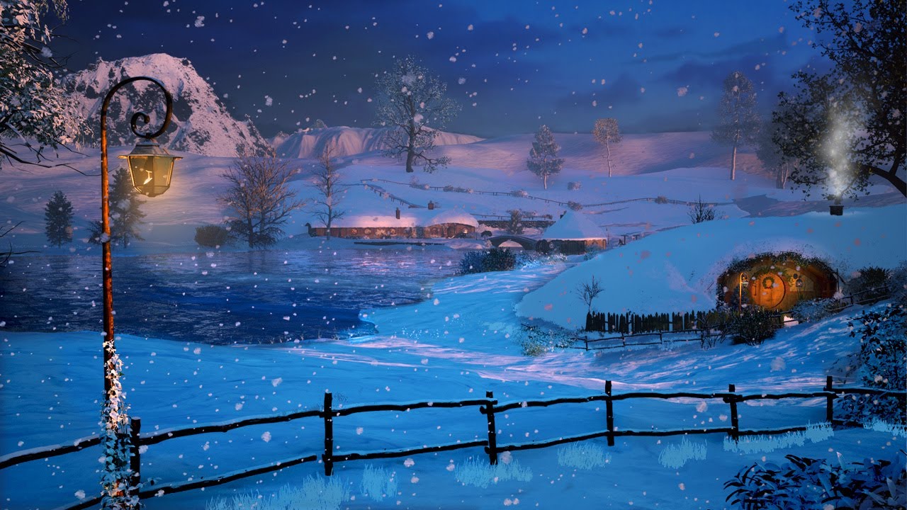Hobbit Winter Village Night Ambience ️ ASMR For Sleep, Relaxing & Study ...