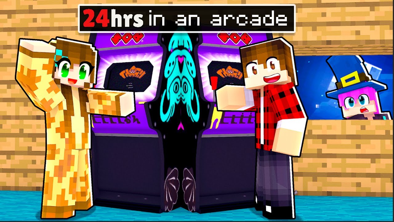 Spending 24hrs in an ARCADE in Minecraft - YouTube