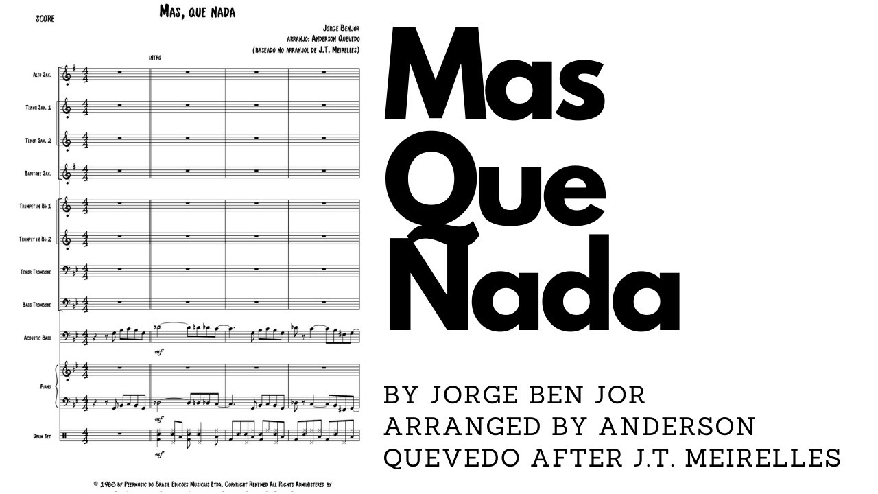 Mas Que Nada - Jorge Ben Jor - Jazz Combo Sheet Music + Playback - YouTube