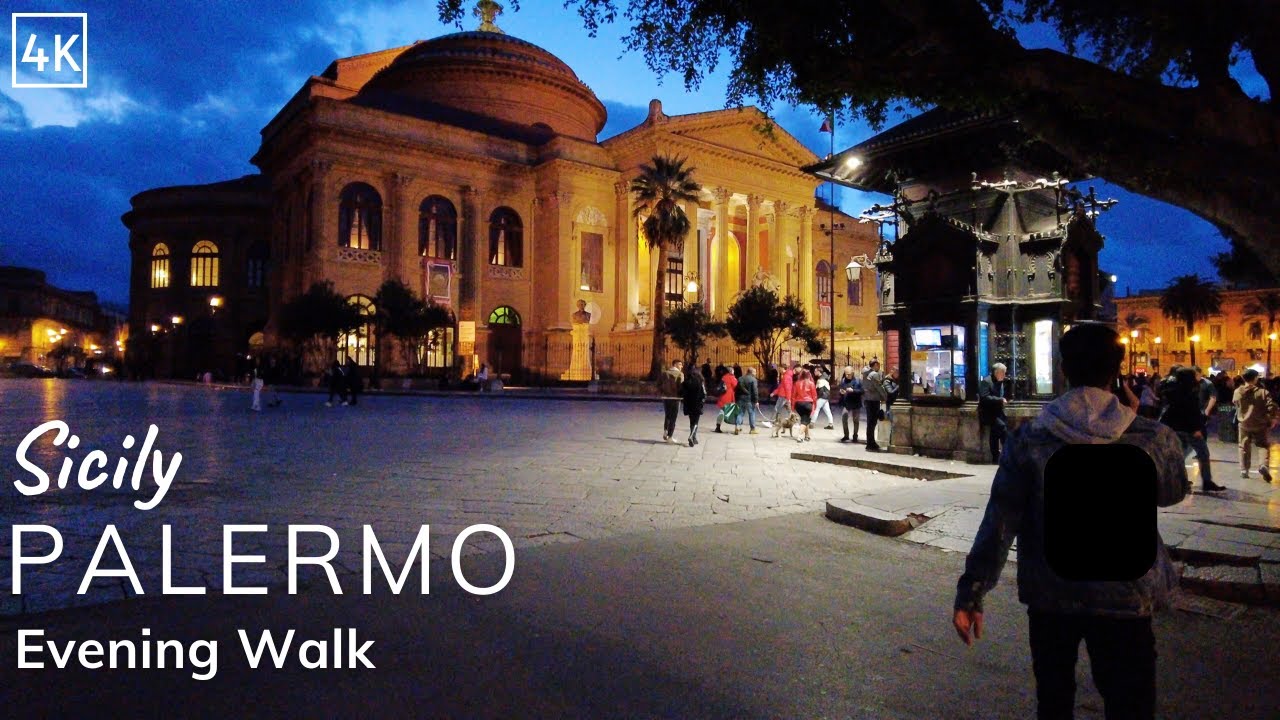 Palermo Evening Walking Tour 4K - Palermo Bars and Cafes - Italian ...