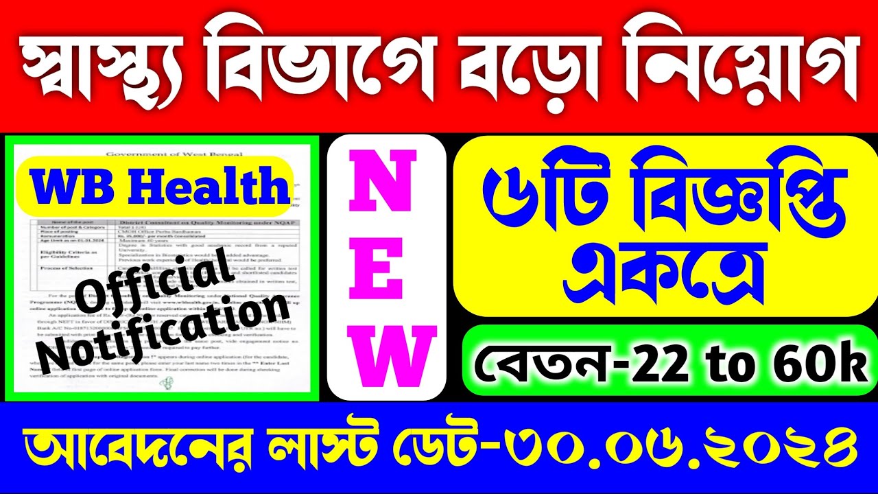 WB Health Recruitment 2024/স্বাস্থ্য বিভাগে বড়ো নিয়োগ/WB Hospital job ...