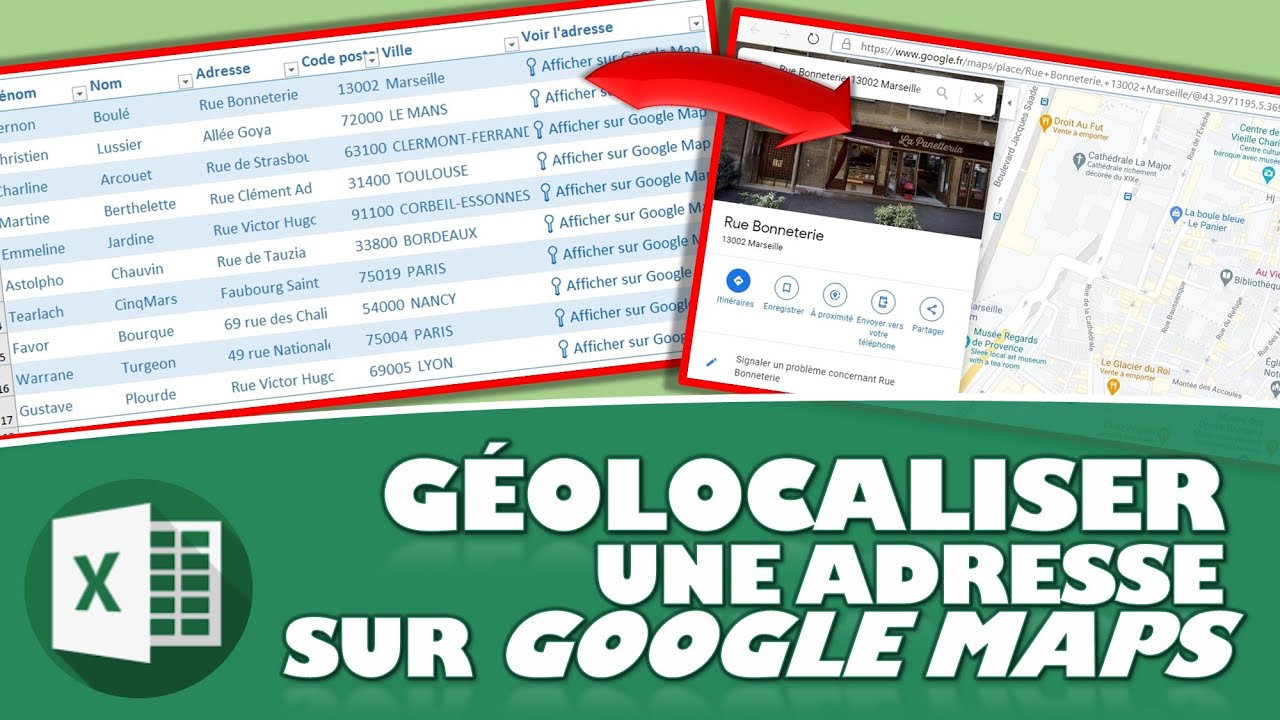 COMMENT GEOLOCALISER UNE ADRESSE SUR GOOGLE MAPS EN 1 CLIC AVEC EXCEL ...