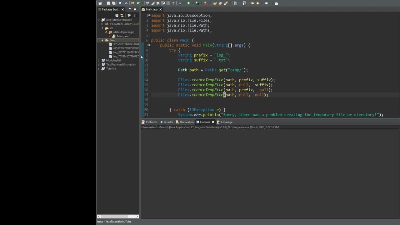 Java - #19 - Creating Temporary Files and Directories - YouTube