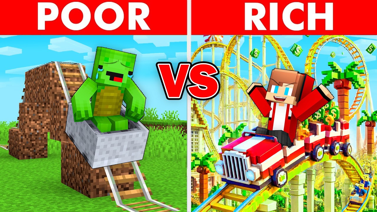 Mikey Poor vs JJ Rich ROLLER COASTER Survival Battle in Minecraft ...