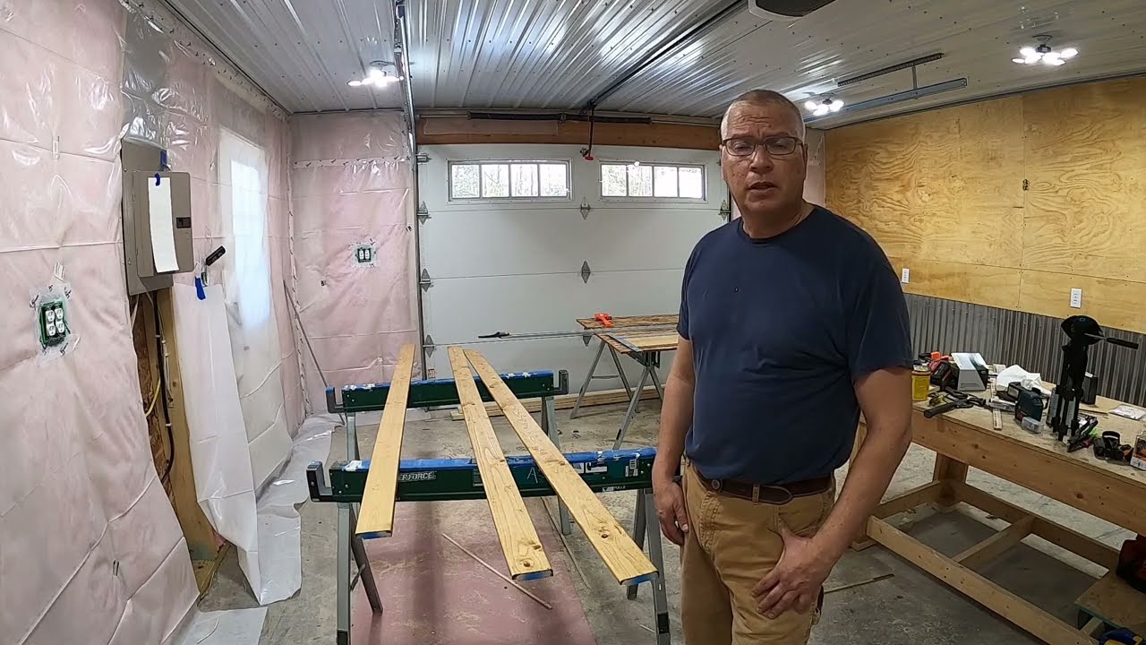 Sheeting and trimming the shop walls. - YouTube