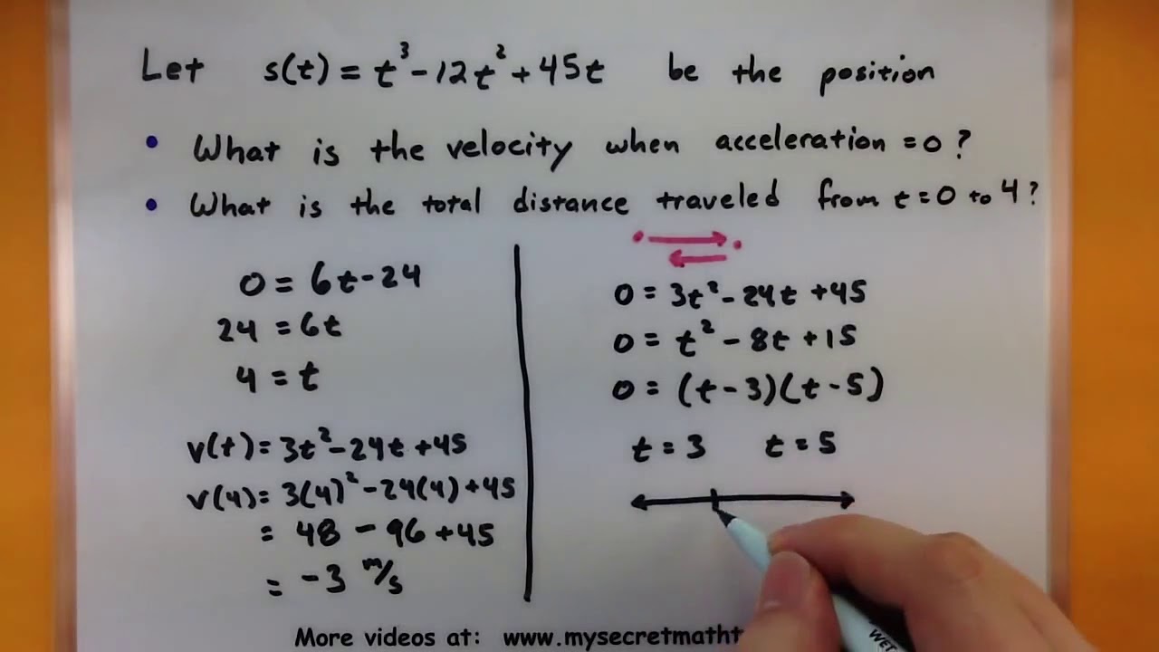Calculus Working with position, velocity, and acceleration from YouTube ...