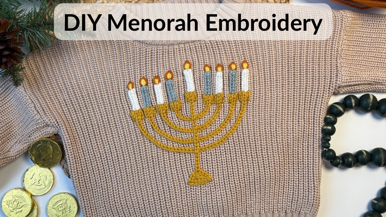 Hand-Embroider a Hanukkah Menorah - YouTube