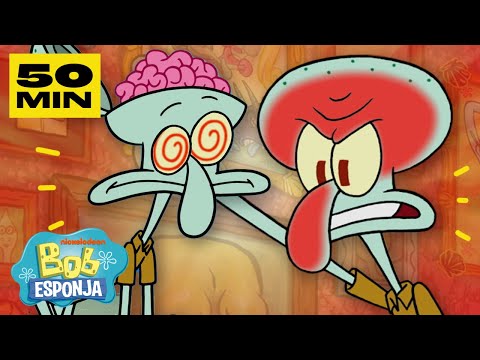 Bob Esponja | 50 minutos de Calamardo siendo fastidiado 🙄 | Bob Esponja en Español