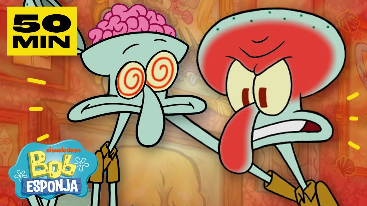 Bob Esponja | 50 minutos de Calamardo siendo fastidiado 🙄 | Bob Esponja ...
