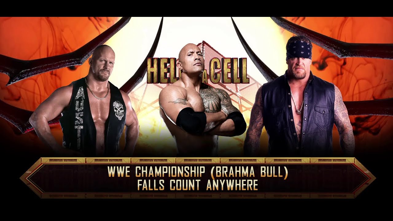 WWE Triple Threat WWE Championship Falls Count Anywhere Match Stone ...