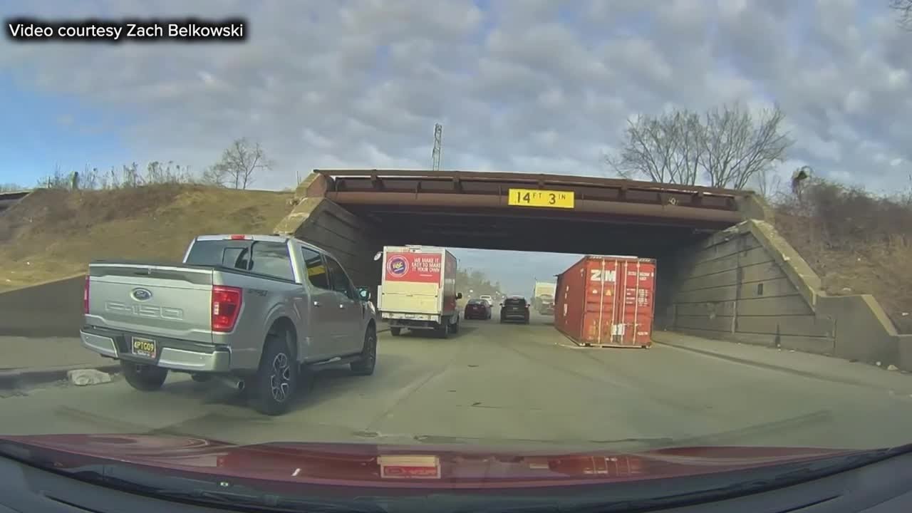 Video shows semi with shipping container hit railroad bridge in Lincoln ...
