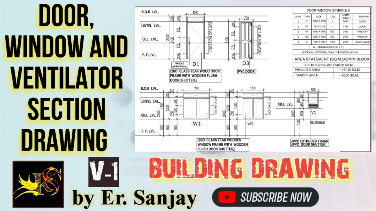 How to read Door, Window and Ventilator Section Drawing by Er. Sanjay# ...