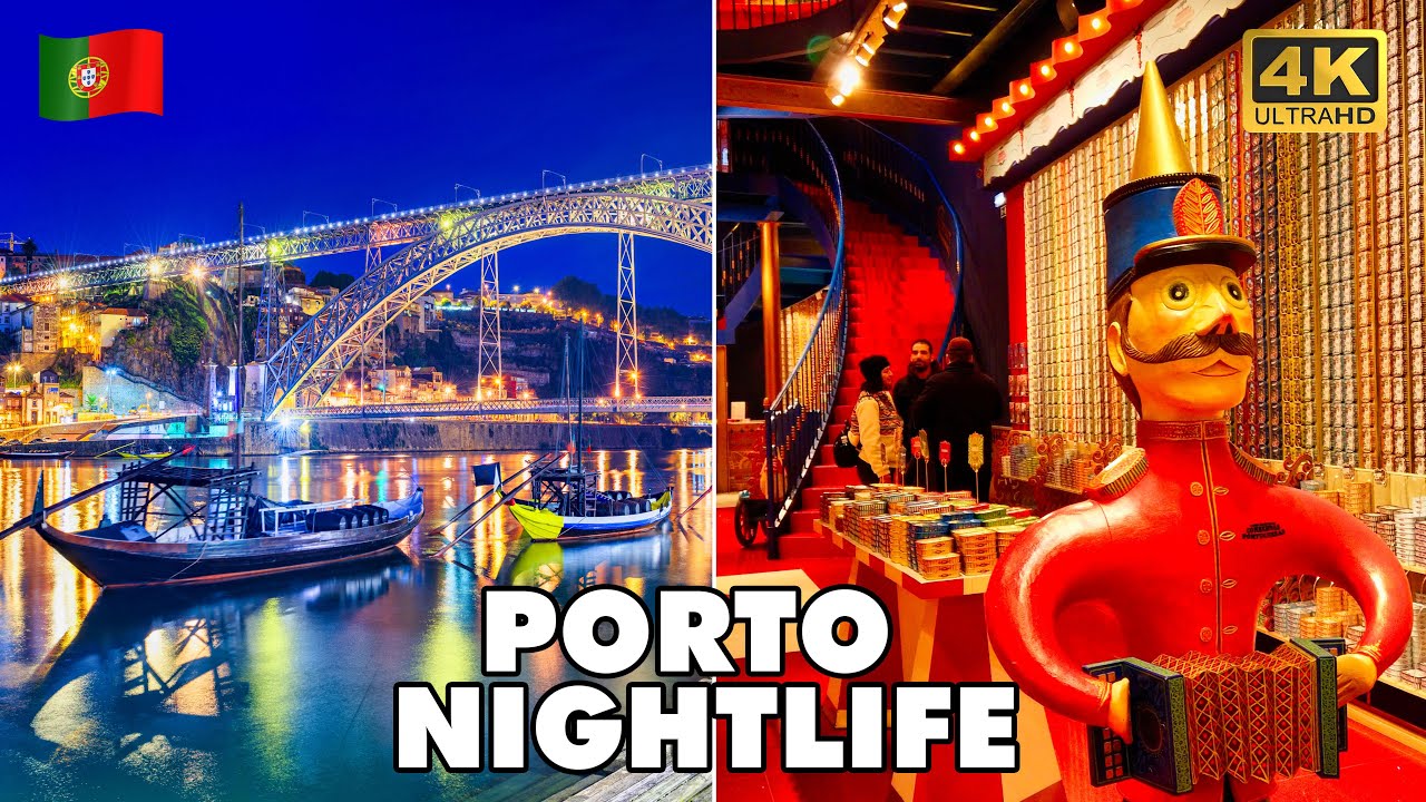 PORTO Portugal 🇵🇹 Nightlife: Ribeira do Porto & Gaia Promenade Walking ...