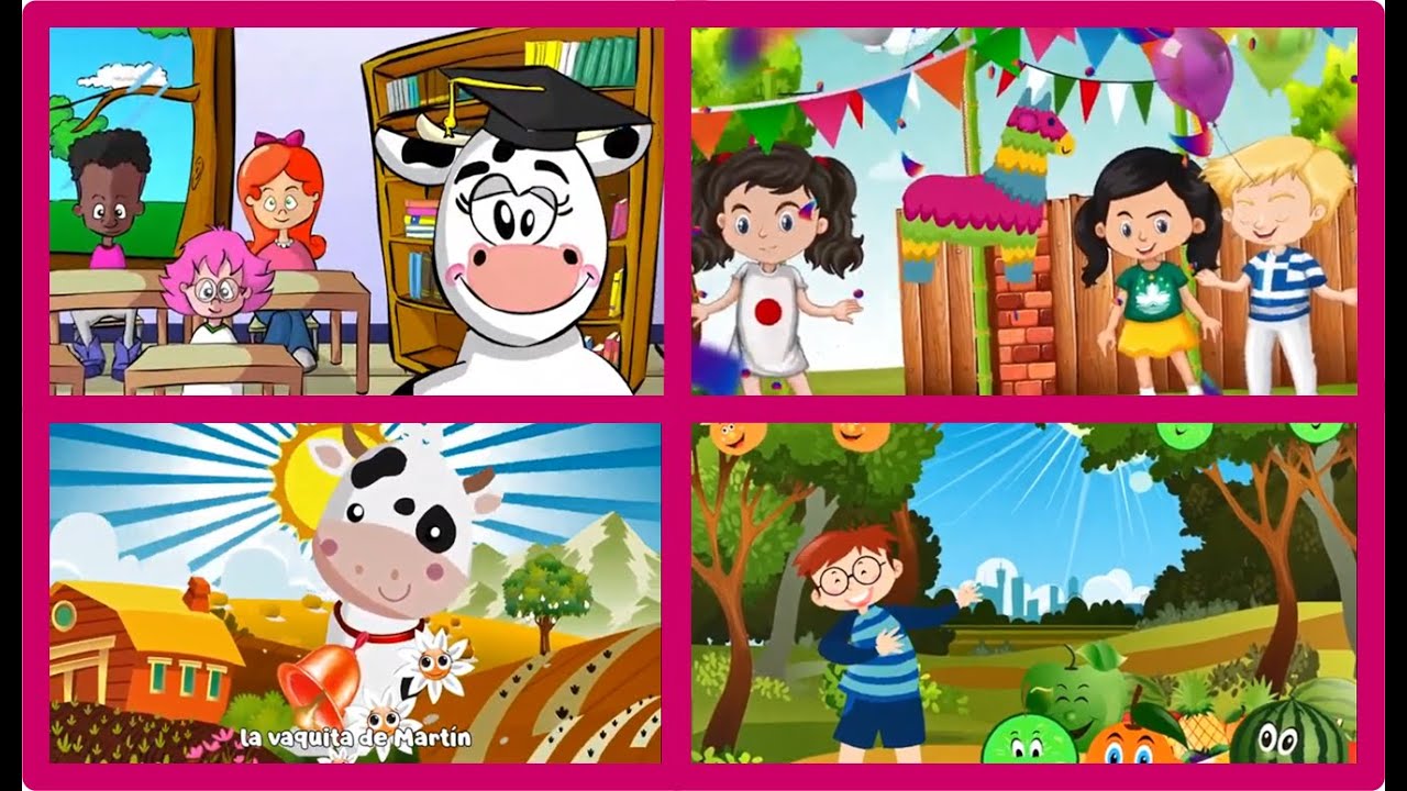 🚀 CANCIONES INFANTILES en español 🌞 La vaca Lola - La gallina Turuleca ...