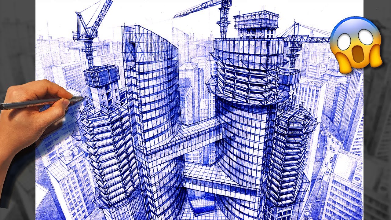 🔴 How to Draw Construction Site 😱 #architecture #citylandscape #구직중 ...