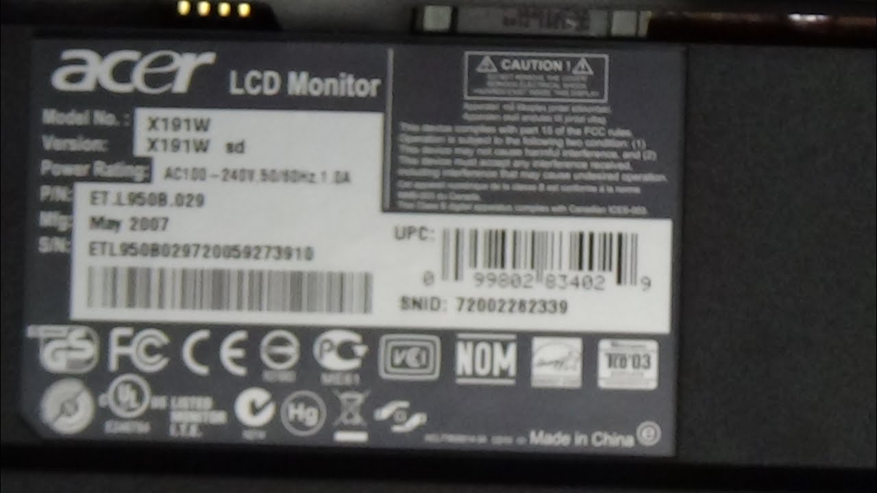 ACER 19" Monitor from 2007 Mod:x191W. Replaced 3 CapXon capacitors Part ...