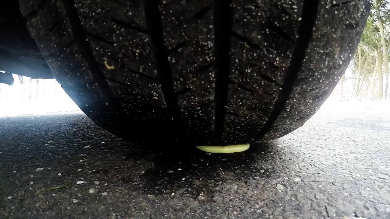 Food Tire Smash - Dunkin Donuts Boston Cream Donut - YouTube
