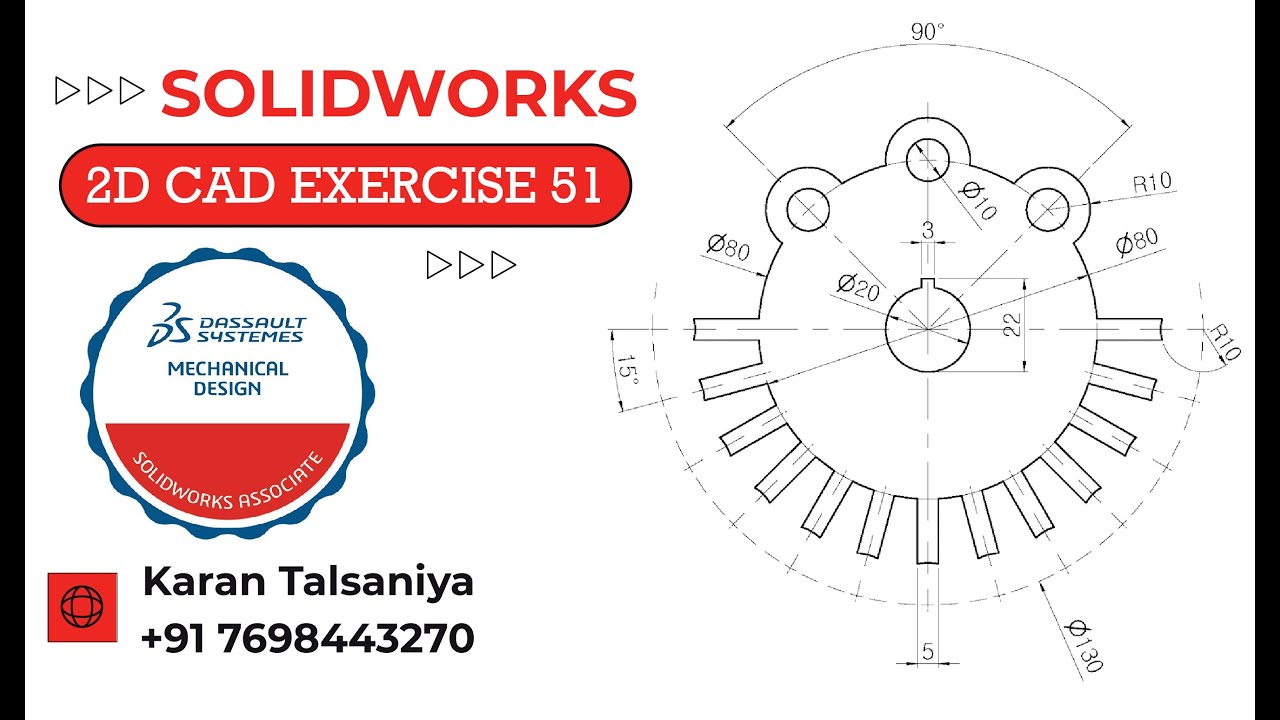 2D CAD EXERCISES 51 IN SOLIDWORKS - YouTube