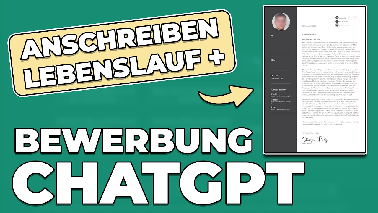 🚀 Bewerbung mit ChatGPT | Anschreiben, Lebenslauf von ChatGPT 🤖 - YouTube