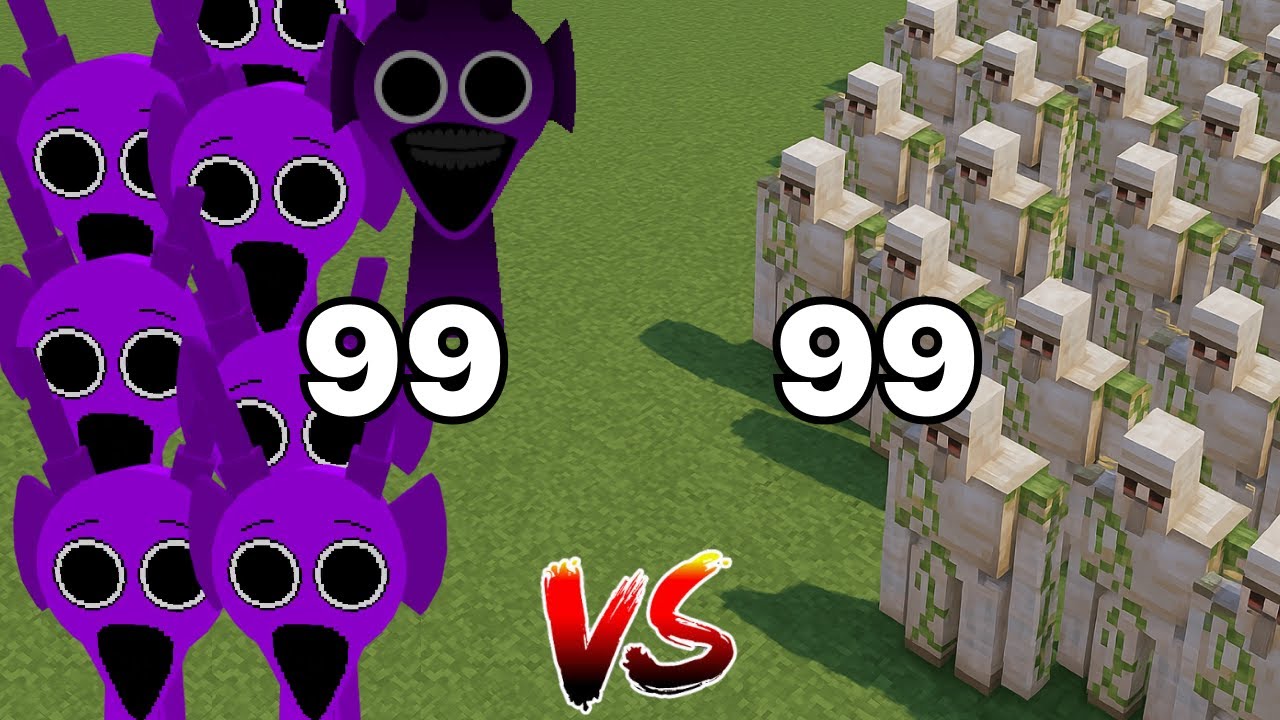 99 IRON GOLEMS vs 99 PURPLE SPRUNKI - Minecraft Sprunki Mod - YouTube