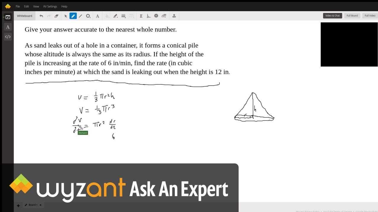 Related rates word problem involving a cone - YouTube