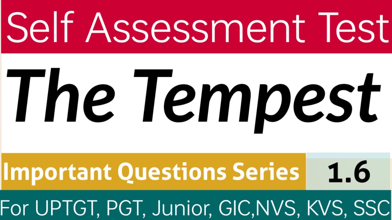 The Tempest MCQs || William Shakespeare MCQs|| Self Assessment Test 1.6 ...