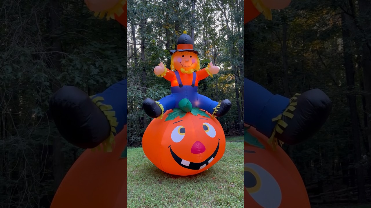 2005 Gemmy Airblown Inflatable 7ft Thanksgiving Scarecrow Sitting On ...