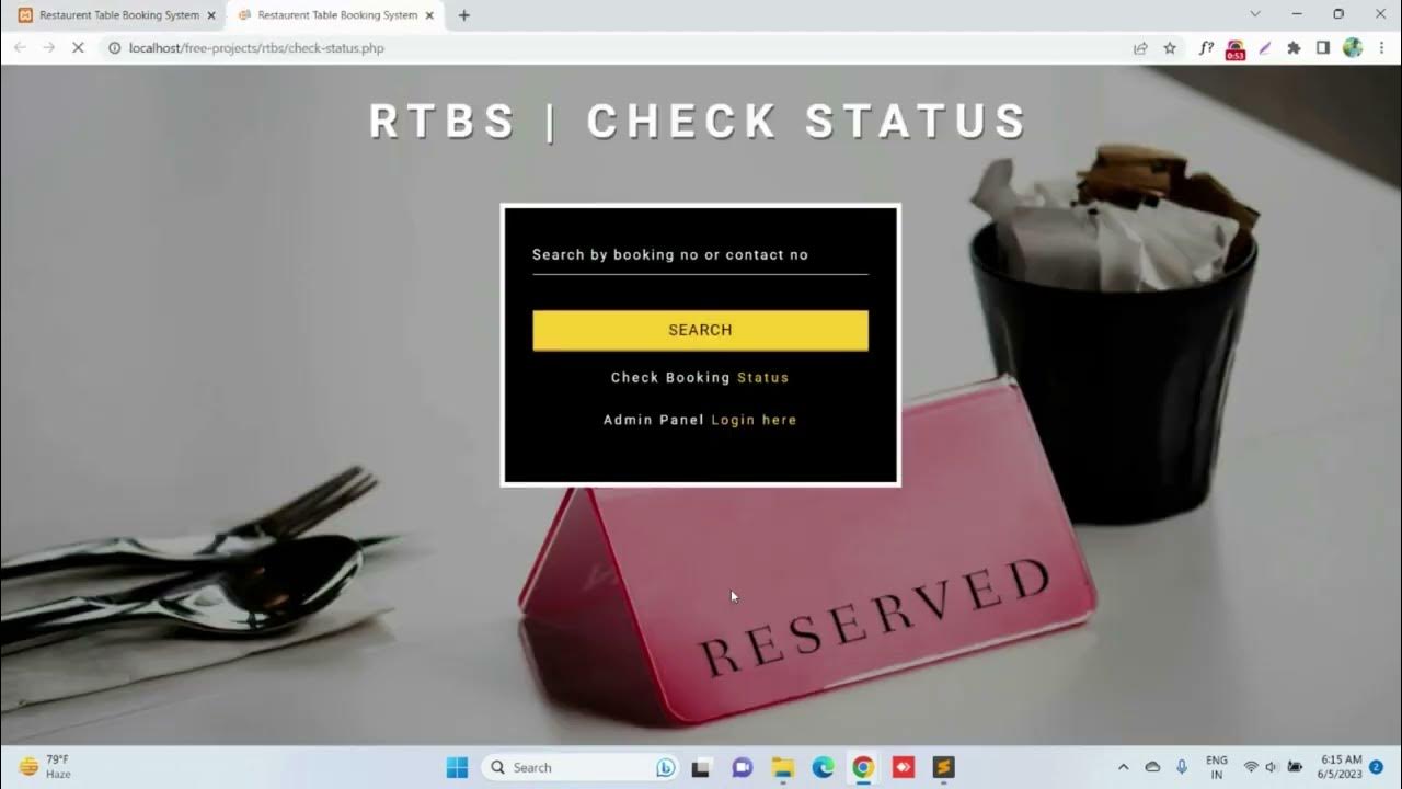 Restaurant Table Booking System using PHP and MySQL | PHPGurukul - YouTube